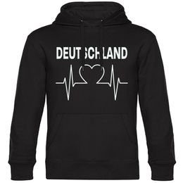 multifanshop Kapuzen Sweatshirt - Deutschland - Herzschlag - Druck wei&szlig; - Hoodie