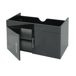 Waschbeckenunterschrank MCW-D16, Waschtischunterschrank Waschtisch Unterschrank Badm&ouml;bel, MVG hochglanz 90cm ~ schwarz
