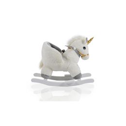 Moni Pl&uuml;sch Einhorn Schaukeltier Moon WJ-6188, Handgriffe aus Holz Musikfunktion wei&szlig;