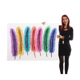 MCW Wandbild Federn, 100% handgemaltes &Ouml;lgem&auml;lde Gem&auml;lde XL, 120x90cm