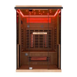 Dewello&reg; Infrarotkabine Infrarotsauna KENORA 130x105 f&uuml;r 1-2 Personen aus Hemlockholz, Dual Therm, mit Salzsteinoptik