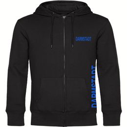 multifanshop Kapuzen Sweatshirt Jacke - Darmstadt - Brust & Seite - Druck blau - Sweat