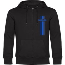 multifanshop Kapuzen Sweatshirt Jacke - Hamburg - Streifen - Druck blau - Jacke