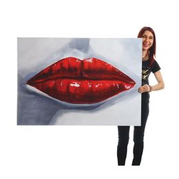 MCW Wandbild Lippen, 100% handgemaltes &Ouml;lgem&auml;lde Gem&auml;lde XL, 120x85cm