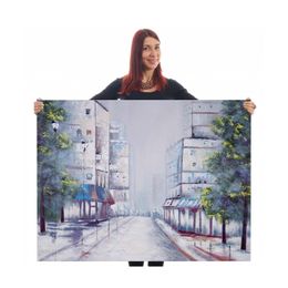 MCW Wandbild Ortschaft, 100% handgemaltes &Ouml;lgem&auml;lde Gem&auml;lde XL, 120x90cm