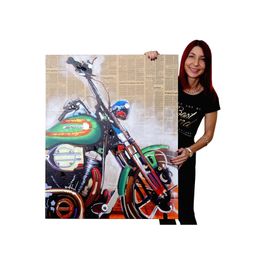 MCW Wandbild Motorrad, 100% handgemaltes &Ouml;lgem&auml;lde Gem&auml;lde XL, 80x100cm