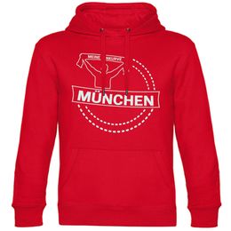 multifanshop Kapuzen Sweatshirt - M&uuml;nchen rot - Meine Fankurve - Druck wei&szlig; - Hoodie