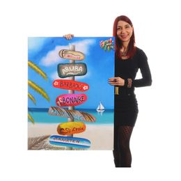MCW Wandbild Stra&szlig;enschild, 100% handgemaltes &Ouml;lgem&auml;lde Gem&auml;lde XL, 100x75cm
