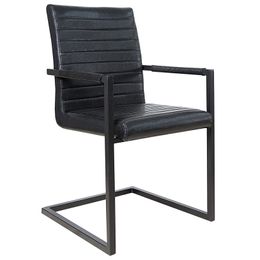 Riess Ambiente riess-ambiente Stuhl LOFT - antik schwarz mit Armlehne Eisengestell Freischwinger Industrial