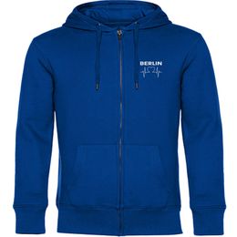 multifanshop Kapuzen Sweatshirt Jacke - Berlin blau - Herzschlag - Druck wei&szlig; - Sweat