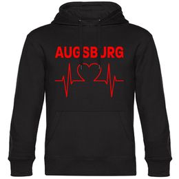 multifanshop Kapuzen Sweatshirt - Augsburg - Herzschlag - Druck rot - Hoodie