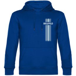 multifanshop Kapuzen Sweatshirt - Bielefeld - Streifen - Druck wei&szlig; - Hoodie