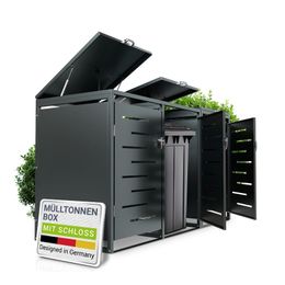 Juskys M&uuml;lltonnenbox Arel 3er - Metall Gartenbox f&uuml;r M&uuml;lltonnen - Aufbewahrungsbox Anthrazit