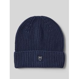 Knowledge Cotton Apparel Beanie mit Umschlag und Label-Patch