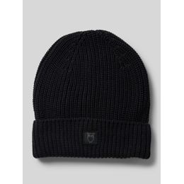 Knowledge Cotton Apparel Beanie mit Umschlag und Label-Patch