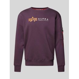 Alpha Industries Sweatshirt mit Label-Print und Reißverschlusstasche