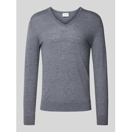 OLYMP Slim Fit Strickpullover mit gerippten Abschlüssen