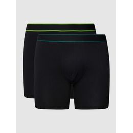 Schiesser Long-Shorts mit elastischem Logo-Bund im 2er-Pack