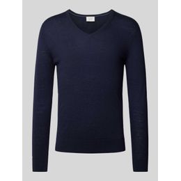 OLYMP Slim Fit Strickpullover mit gerippten Abschlüssen