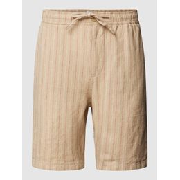 Knowledge Cotton Apparel Bermudas aus Leinen mit Streifenmuster