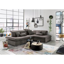 Ecksofa "SO 4100 mit komfortablen Federkern und Kopfteilverstellung", braun (schlamm 14), B:291cm H:80cm T:226cm, SET ONE BY Musterring, Sofas, Ecksofa, wahlweise mit Bettfunktion und Sitztiefenverstellung, L-Form