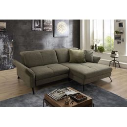 Ecksofa "SO 4400 V", gr&uuml;n (khaki), B:259cm H:84cm T:167cm, 100% Polyester, SET ONE BY Musterring, Sofas, Ecksofa, wahlweise mit motorischer Bettfunktion & Kopfverstellung, Fu&szlig; schwarz