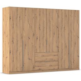 Drehtürenschrank Rauch "Kleiderschrank Schrank Garderobe AGORDO mit Dekor- oder Hochglanzfront" Schränke Gr. B/H/T: 271 cm x 210 cm x 54 cm, 6 St., braun (eiche artisan) mit Außenschubkästen, in 6 Breiten und 2 Höhen MADE IN GERMANY