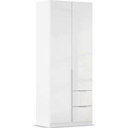 Drehtürenschrank Rauch "Kleiderschrank Schrank Garderobe AGORDO mit Dekor- oder Hochglanzfront" Schränke Gr. B/H/T: 91cm x 229cm x 54cm, 2 St., weiß (alpinweiß/hochglanz weiß) mit Außenschubkästen, in 6 Breiten und 2 Höhen MADE IN GERMANY