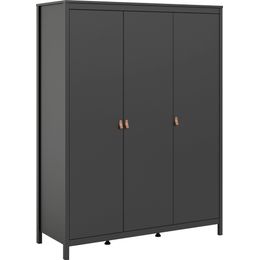 Kleiderschrank Home Affaire "Madrid, Drehtürenschrank, Aufbewahrung Kasten Schrank Stauraum", schwarz (schwarz matt), B:149,8cm H:199cm T:58,4cm, Spanplatte, Schränke, 3türiger Schrank mit 5 Einlegeböden und Kleiderstange, Breite 150 cm