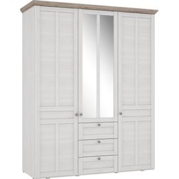 Kleiderschrank FORTE "Iloppa" Schränke Gr. B/H/T: 155 cm x 192,6 cm x 57,3 cm, 3 St., braun (schnee eiche, nelson eiche) Kleiderschrank Drehtürenschrank im Landhausstil