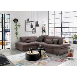 Ecksofa "SO 4100 mit komfortablen Federkern und Kopfteilverstellung", braun (nuss), B:291cm H:80cm T:226cm, SET ONE BY Musterring, Sofas, Ecksofa, wahlweise mit Bettfunktion und Sitztiefenverstellung, L-Form