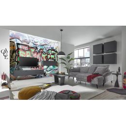 Ecksofa "SO 4400 V", grau (steel), B:259cm H:84cm T:167cm, 100% Polyester, SET ONE BY Musterring, Sofas, Ecksofa, wahlweise mit motorischer Bettfunktion & Kopfverstellung, Fu&szlig; schwarz