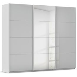 Schwebetürenschrank Rauch "Kleiderschrank Kleiderschränke Schrank Garderobe AGORDO mit Glasfront" Schränke Gr. B/H/T: 271 cm x 229 cm x 62 cm, 3 St., grau (seidengrau, glas seidengrau) durchdachte Innenausstattung, in 4 Breiten und 2 Höhen MADE IN GERMANY