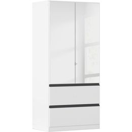 Drehtürenschrank Rauch "Kleiderschrank Schrank Garderobe Wäscheschrank COSTA in 3 Breiten" Schränke Gr. B/H/T: 90 cm x 197 cm x 54 cm, 2 St., schwarz-weiß (alpinweiß, schwarz) mit Spiegel, grifflose Front und Push-to-Open Funktion MADE IN GERMANY