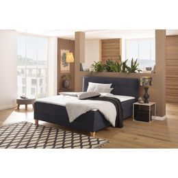 Boxbett Home Affaire "Lonrai", grau (anthrazit), B:188cm L:227cm, Komplettbetten, in H2,H3 & H4 und XXL - Überlänge 220cm wählbar, inkl. Topper