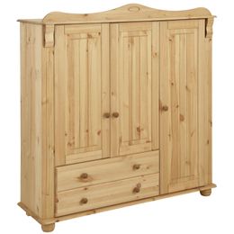 Wäscheschrank Home Affaire "Adele, Mehrzweckschrank" Schränke Gr. B/H/T: 130 cm x 135 cm x 40 cm, beige (natur) aus massiver Kiefer, 2-oder 3-türig