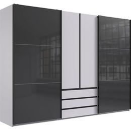 Schwebetürenschrank wimex "Magic by fresh to go" Schränke Gr. B/H/T: 300 cm x 216 cm x 65 cm, Griffleisten schwarz, 2 St., weiß (weiß, außentüren grauglas)