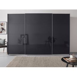 Schwebetürenschrank Rauch "Kleiderschrank Schrank Garderobe TOPSELLER OTELI inkl. Inneneinteilung" Schränke Gr. B/H/T: 315 cm x 210 cm x 62 cm, grau (graumetallic, hochglanz effektgrau) mit 3 Innenschubladen sowie zusätzlichen Einlegeböden MADE IN GERMANY