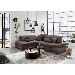 Ecksofa "SO 4100 mit komfortablen Federkern und Kopfteilverstellung", braun (mocca), B:291cm H:80cm T:226cm, SET ONE BY Musterring, Sofas, Ecksofa, wahlweise mit Bettfunktion und Sitztiefenverstellung, L-Form