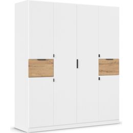 Drehtürenschrank Rauch "Kleiderschrank Schrank Garderobe Wäscheschrank TICAO mit 2 Schubladen" Schränke Gr. B/H/T: 181 cm x 210 cm x 54 cm, 6 St., weiß (alpinweiß, eiche artisan) die in der Höhe variabel positioniert werden können MADE IN GERMANY