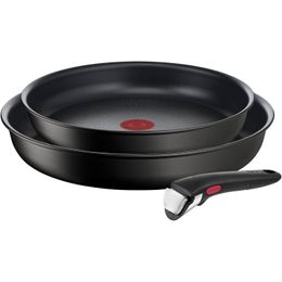 Pfannen-Set Tefal "Ingenio Unlimited", schwarz, Ø:26cm, Pfannen, stapelbar, Antihaftversiegelung, Induktion, Made in France, kompakt