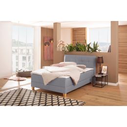 Boxbett Home Affaire "Lonrai", grau, B:148cm L:207cm, Komplettbetten, in H2,H3 & H4 und XXL - Überlänge 220cm wählbar, inkl. Topper