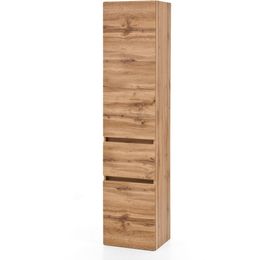 Seitenschrank Welltime "Livorno" Schränke Gr. B/H/T: 40 cm x 180 cm x 35 cm, 2 St., braun (wotaneiche) Bad-Hochschrank Bad-Seitenschrank stehende und hängende Montage möglich