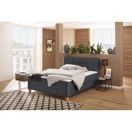 Boxbett Home Affaire "Lonrai", grau (anthrazit), B:168cm L:227cm, Komplettbetten, in H2,H3 & H4 und XXL - Überlänge 220cm wählbar, inkl. Topper