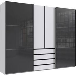 Schwebetürenschrank wimex "Magic by fresh to go" Schränke Gr. B/H/T: 300 cm x 236 cm x 65 cm, Griffleisten schwarz, 2 St., weiß (weiß, außentüren grauglas)