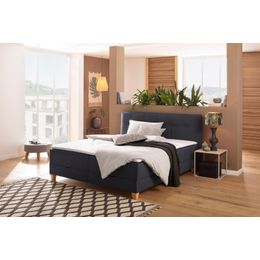 Boxbett Home Affaire "Lonrai", grau (anthrazit), B:208cm L:227cm, Komplettbetten, in H2,H3 & H4 und XXL - Überlänge 220cm wählbar, inkl. Topper