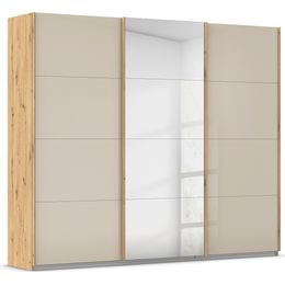 Schwebetürenschrank Rauch "Kleiderschrank Kleiderschränke Schrank Garderobe AGORDO mit Glasfront" Schränke Gr. B/H/T: 271 cm x 229 cm x 62 cm, 3 St., beige (eiche artisan, glas champagner) durchdachte Innenausstattung, in 4 Breiten und 2 Höhen MADE IN GERMANY