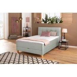 Boxbett Home Affaire "Lonrai", grau (taupe), B:168cm L:227cm, Komplettbetten, in H2,H3 & H4 und XXL - Überlänge 220cm wählbar, inkl. Topper
