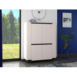 Vitrine FORTE Schränke Gr. B/H/T: 130,3cm x 161,1cm x 44,8cm, 2 St., beige (sand/schwarz) Highboard, Soft Close, ABS Kanten