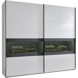 Schwebetürenschrank wimex "Easy Plus" Schränke Gr. B/H/T: 180 cm x 208 cm x 65 cm, 2 St., weiß (weiß, rauchglas holmtüren graphit) mit Rauchglas Holmtüren